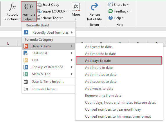 Quickly add / subtract years / months / days / weeks to date in Excel
