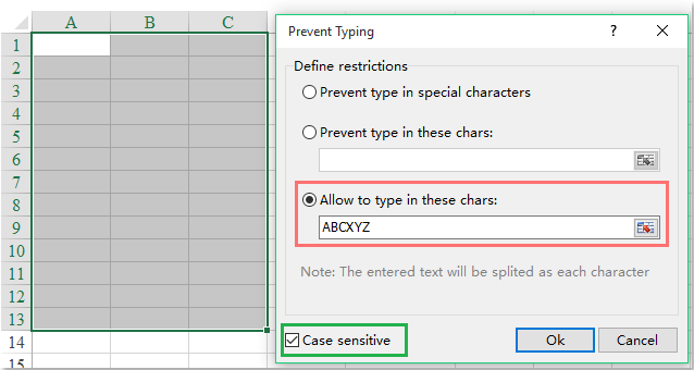Quickly only allow specific characters to be entered in a range of cells Quickly only allow specific characters to be entered in a range of cells