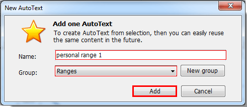 Easily create and insert Auto Text entry in Excel