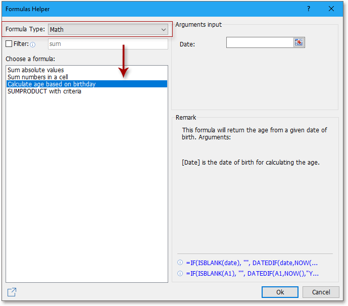 Quickly calculate age by date of birth in Excel