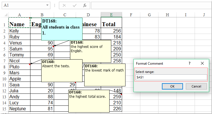 Quickly modify and manager multiple cell comments in Excel