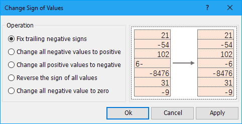 Quickly change sign of numbers in Excel