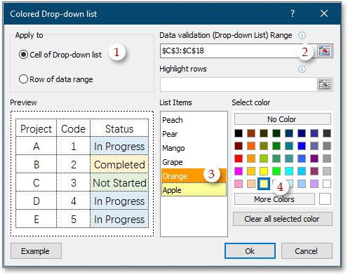 Quickly color/conditional formatting drop-down list in Excel