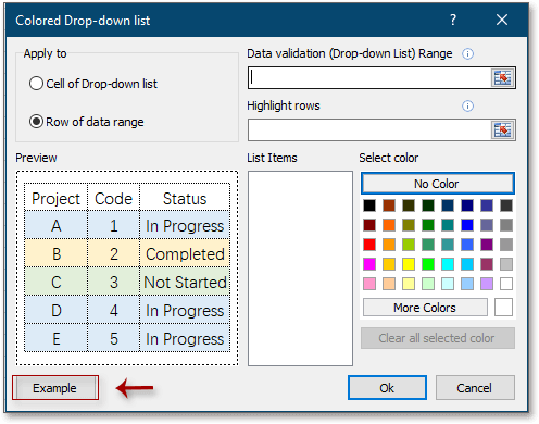 Quickly color/conditional formatting drop-down list in Excel