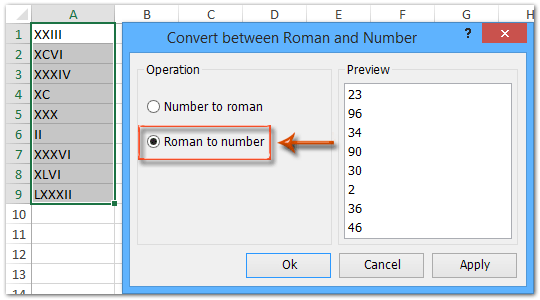 Quickly convert between roman numerals and numbers in Excel