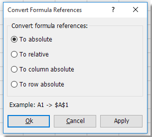 Convert cell reference to relative / absolute reference in Excel