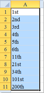 Convierta rápidamente números a números ordinales en Excel