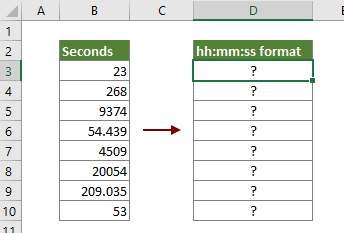 Excel에서 초를 HH : MM : SS 시간 형식으로 쉽게 변환