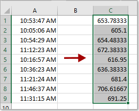 Quickly convert time to seconds/minutes/hours in Excel