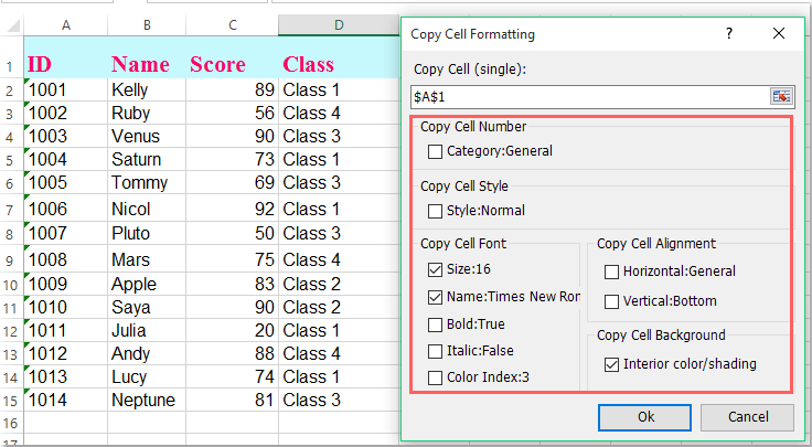 Copy A Cell Formatting From One Cell To Other Cells In Excel