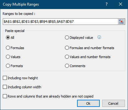 Quickly copy multiple selections in Excel