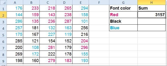 Using a function to count / sum cells by fill or font color in Excel