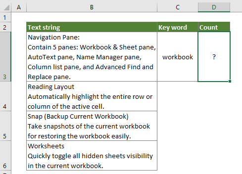Quickly count the times a word appears in a cell or a range