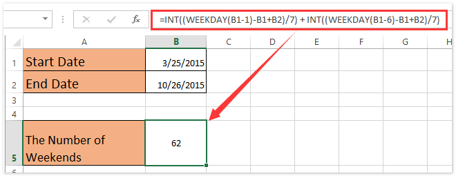 Quickly Count Numbers Of Weekends weekdays specific Day Of Week Between 