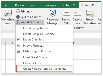 Quickly create folders based on cell values in Excel