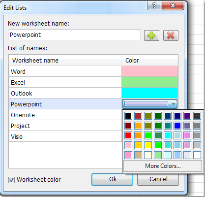Quickly create worksheets from a list of worksheet names in Excel