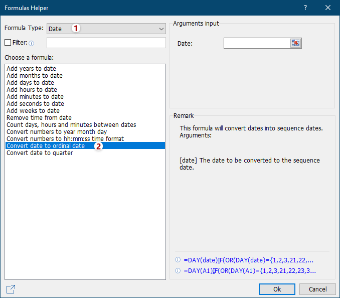 Quickly convert dates to ordinal date format in Excel