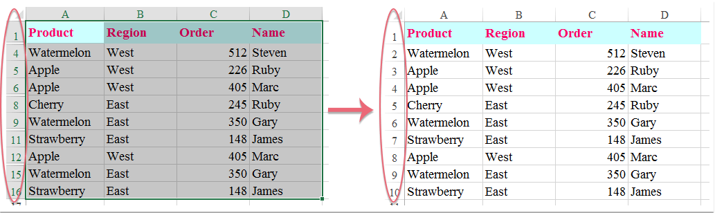 Quickly delete blank or hidden rows (columns) in Excel