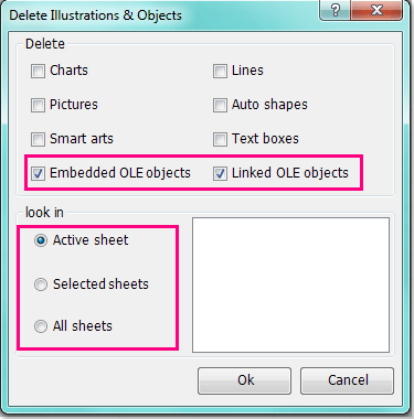 Quickly delete all Charts, text boxes and embedded OLE objects in Excel