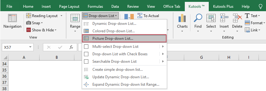 Quickly create a drop-down list with images in Excel