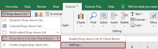 Quickly create drop down lists with checkboxes in Excel
