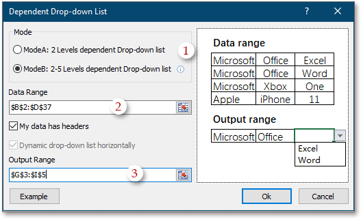 Quickly create multiple levels drop-down list in Excel