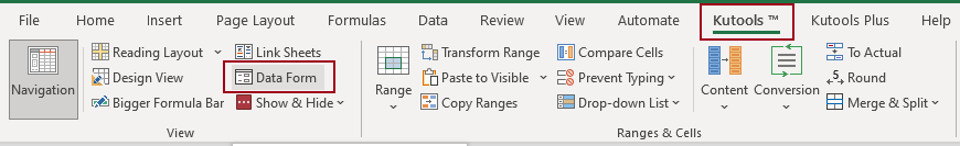 Quickly create a data entry form in Excel