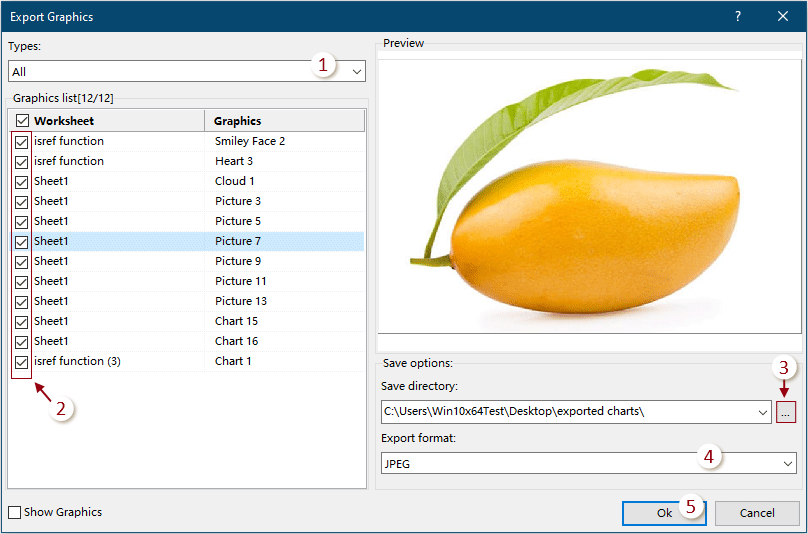 Save and export charts graphs (pictures or shapes) as JPEG image files ...