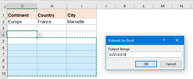 Extend the range of dependent drop down list with only one click in Excel