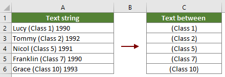 Quickly extract certain text from cells in Excel
