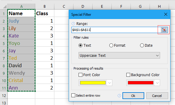 Quickly filter cells by the font color in Excel
