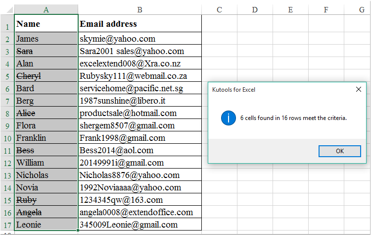 Quickly Filter Cells With Strikethrough In A Specific Column With One Click