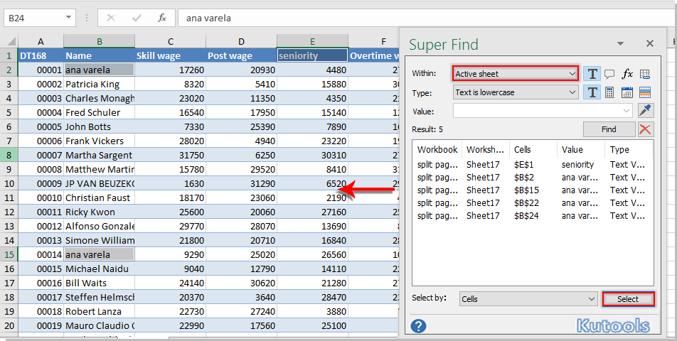 Quickly find specific text string only in cell value in Excel