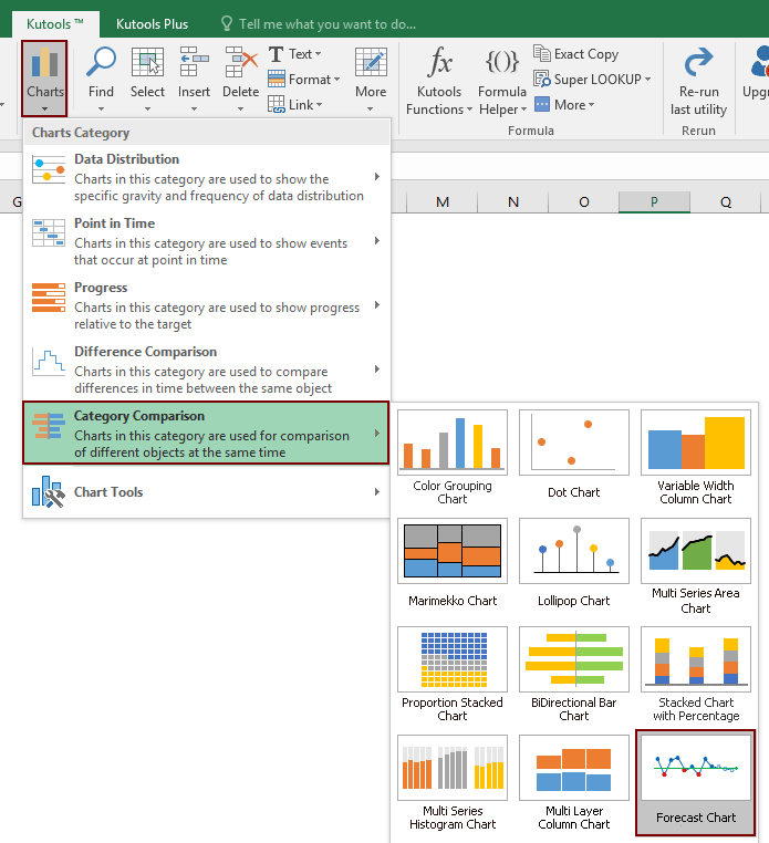 Easily create a forecast chart in Excel