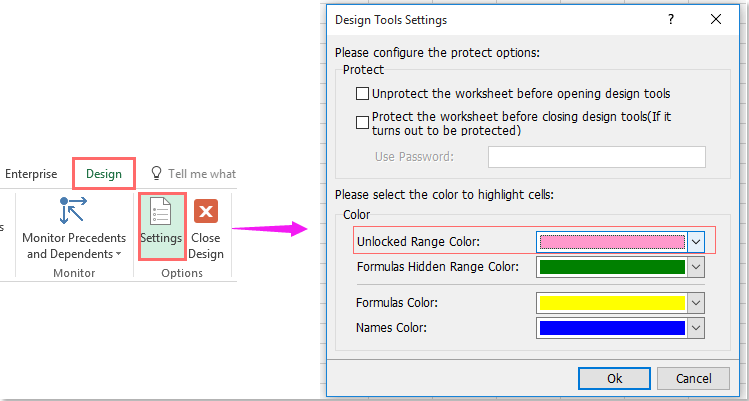Quickly highlight/color all unlocked cells with one click in Excel