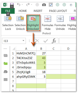 Quickly highlight/color all unlocked cells with one click in Excel