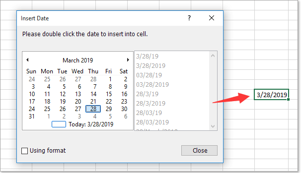Quickly insert a date or a formatted date in Excel