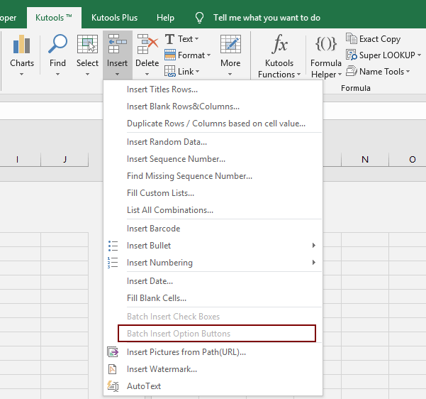 Quickly insert multiple option buttons at once in Excel