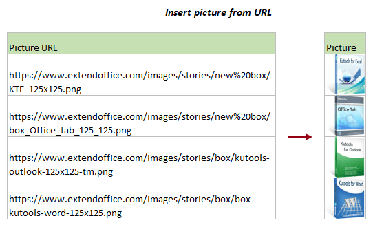 Easily insert or display images from URLs or file paths in Excel