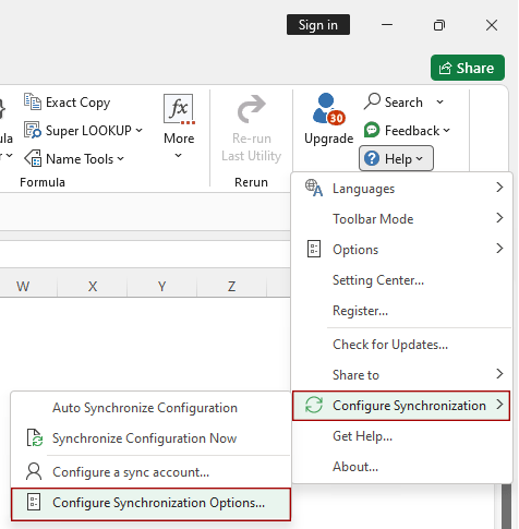 Easily synchronize Kutools configuration information between devices with an OneDrive Account