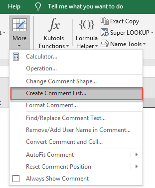 Quickly extract and list all comments to new worksheet/workbook