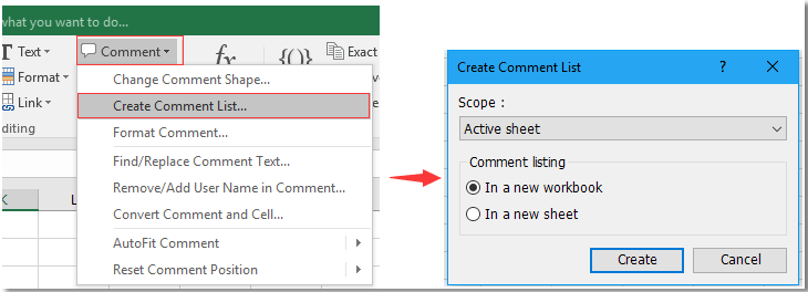 Quickly extract and list all comments to new worksheet/workbook