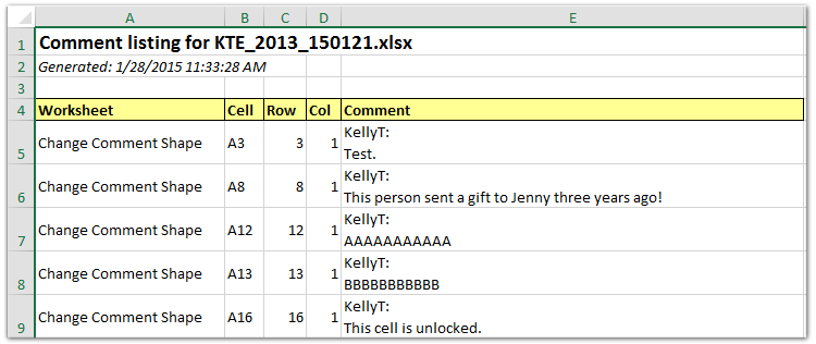 Quickly extract and list all comments to new worksheet/workbook