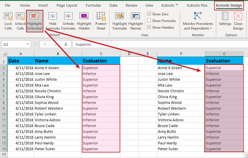 Easily configure cells to be locked or unlocked when protecting worksheet