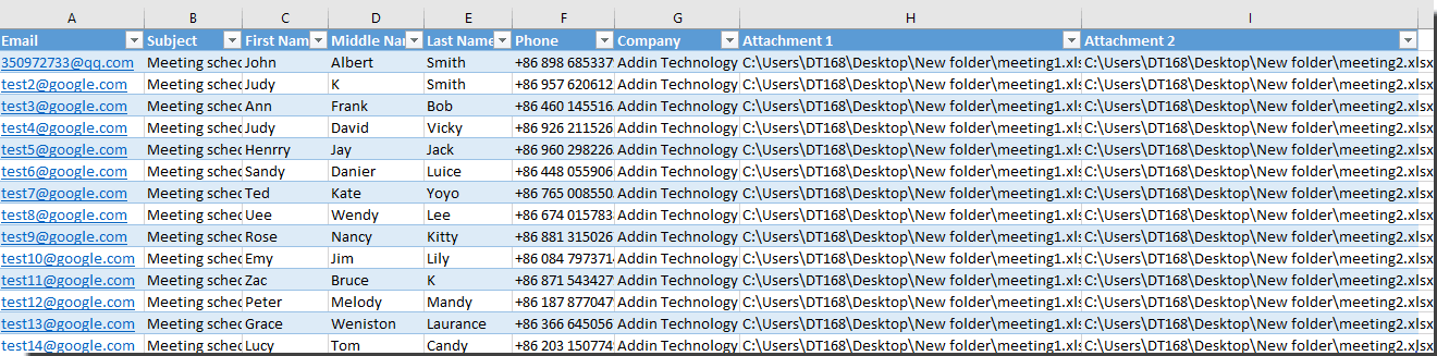Easily create mailing list and send emails in Excel