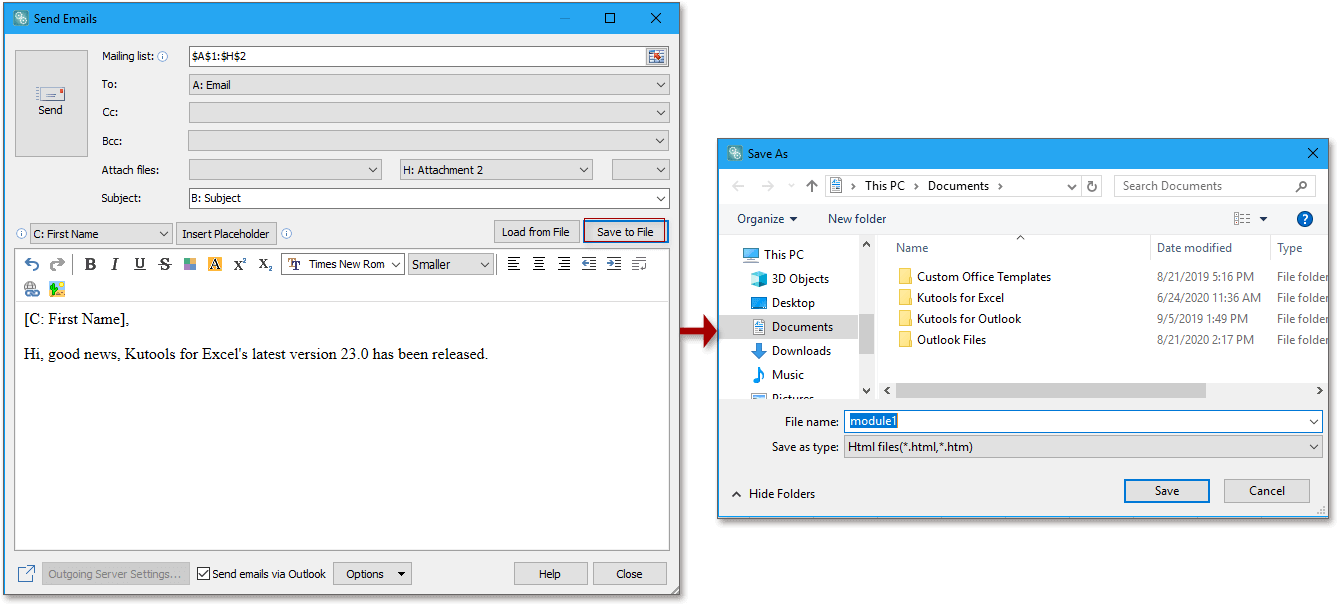 Easily create mailing list and send emails in Excel