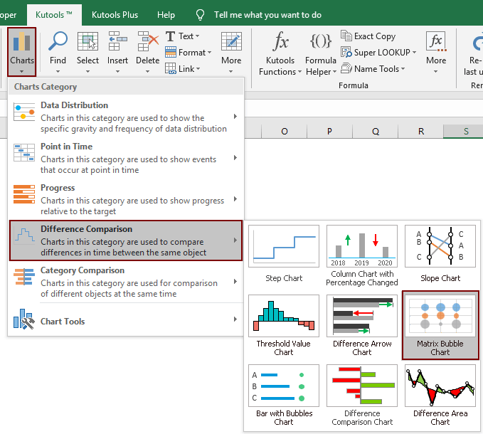 Easily create a matrix bubble chart in Excel