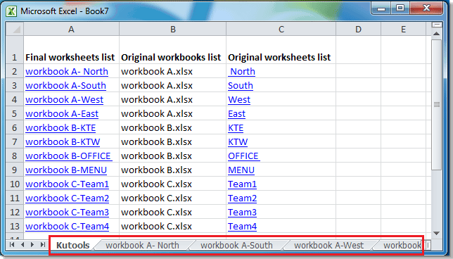 Quickly merge / combine worksheets or workbooks into one workbook in Excel