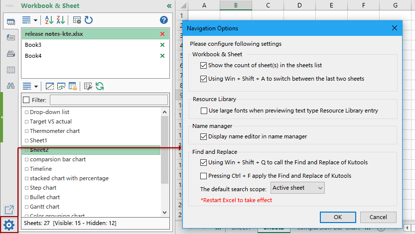 Navigation Pane – List Sheets, Workbooks, Columns and Names in Excel