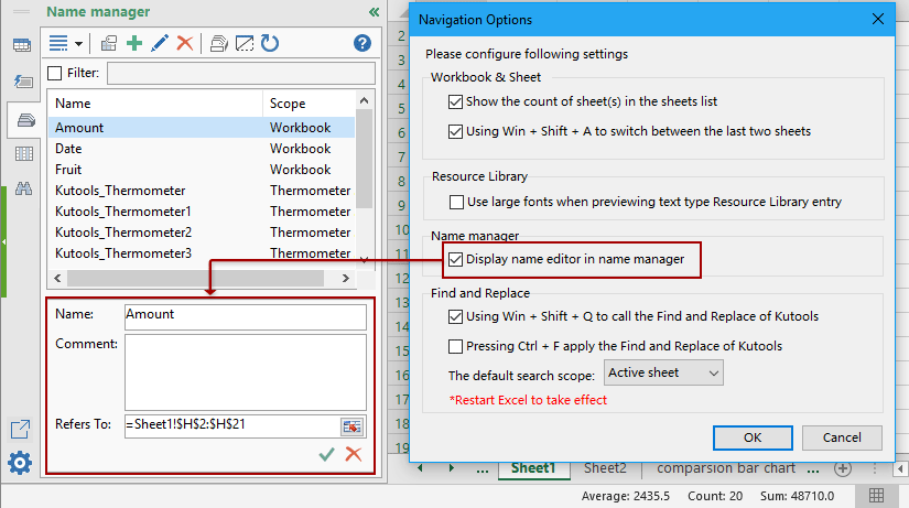 Navigation Pane – List Sheets, Workbooks, Columns and Names in Excel